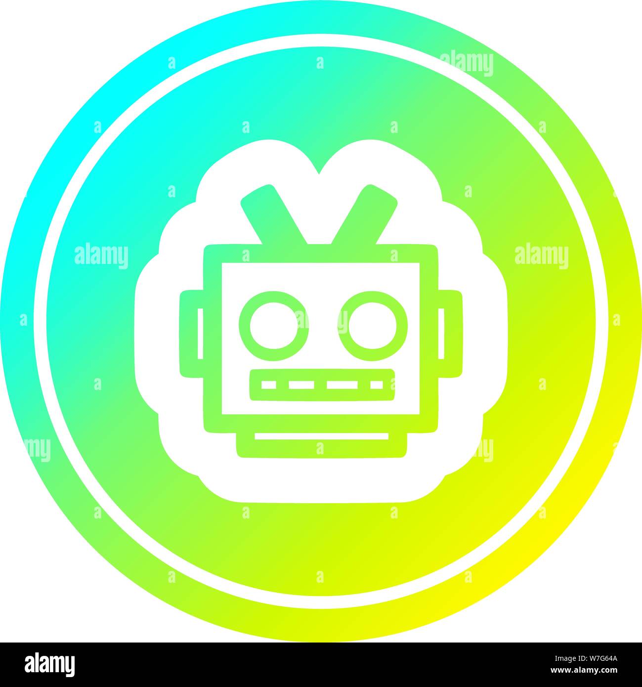 robot head circular icon with cool gradient finish Stock Vector Image ...