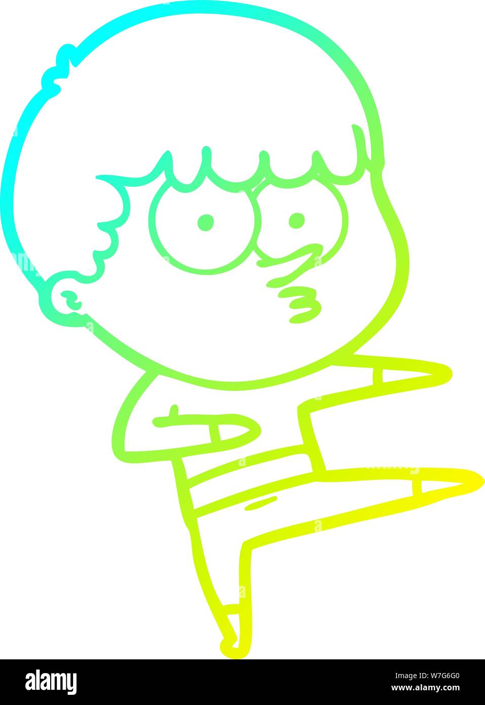 cold gradient line drawing of a cartoon curious boy dancing Stock ...