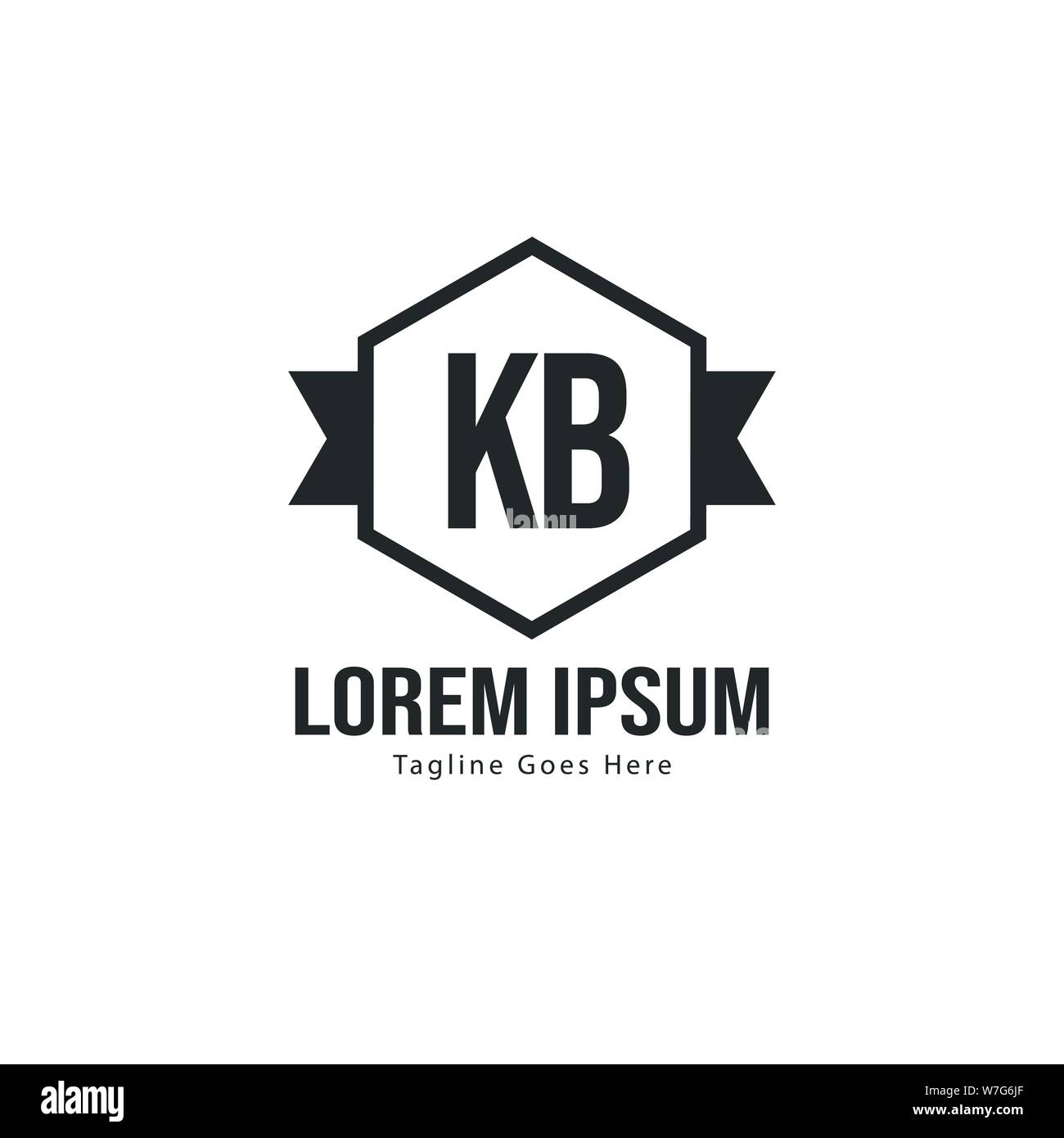 Initial KB logo template with modern frame. Minimalist KB letter logo ...