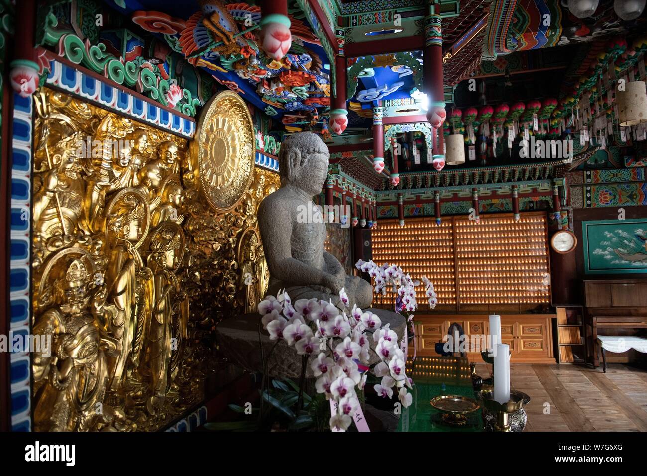 28 July 2019, South Korea, Gwangju: The Yaksaam Temple with a Buddha ...