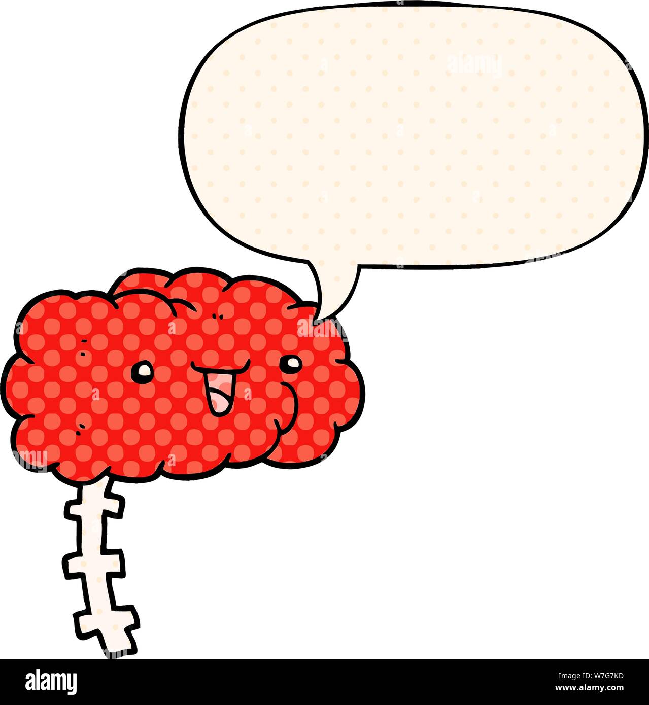happy cartoon brain with speech bubble in comic book style Stock Vector ...