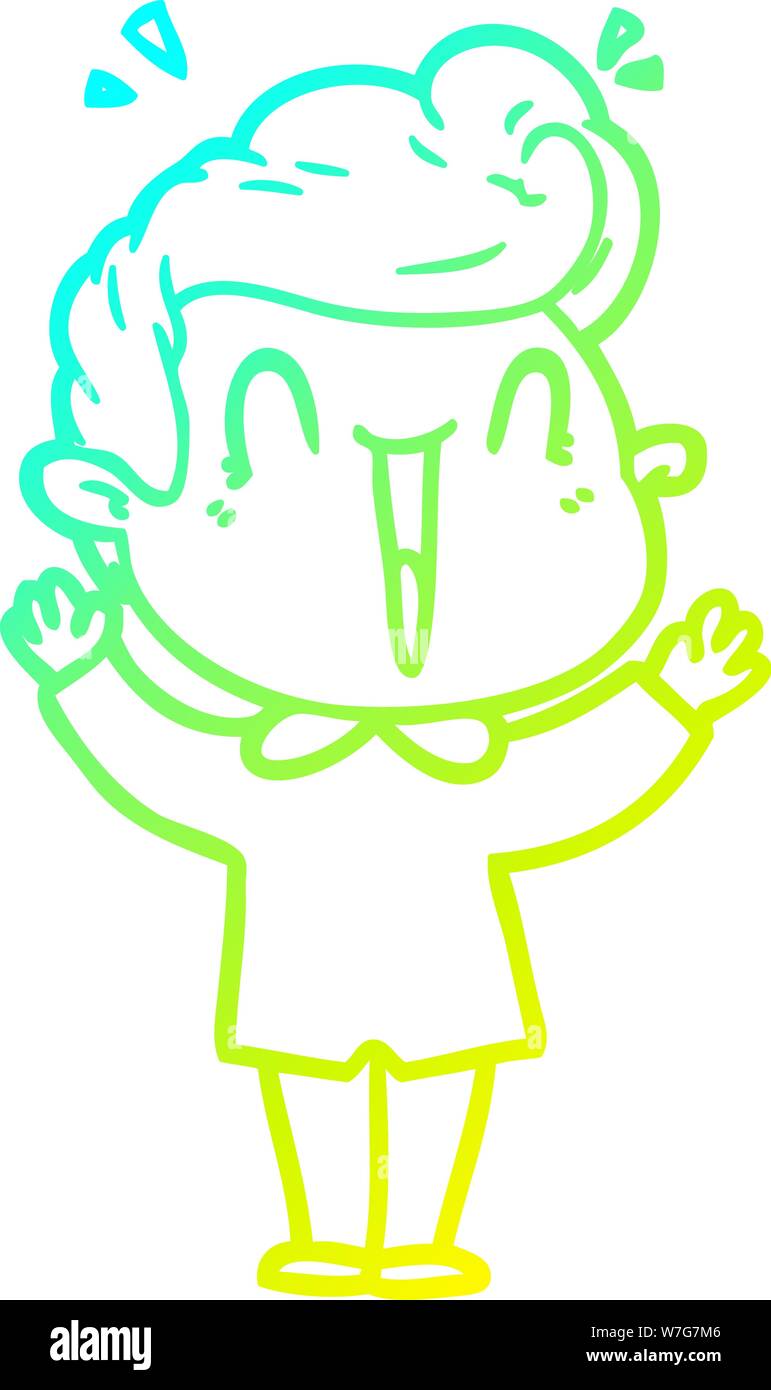 cold gradient line drawing of a cartoon excited man Stock Vector Image ...