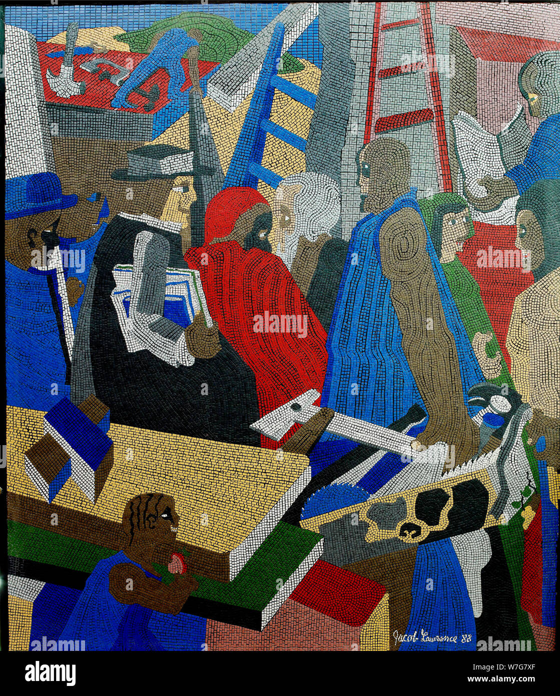 Architectural art Community on lobby wall, Joseph P. Addabbo Federal ...
