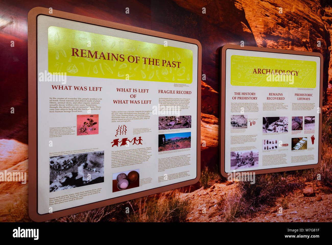 Interpretive display at the visitor center, Valley of Fire State Park ...