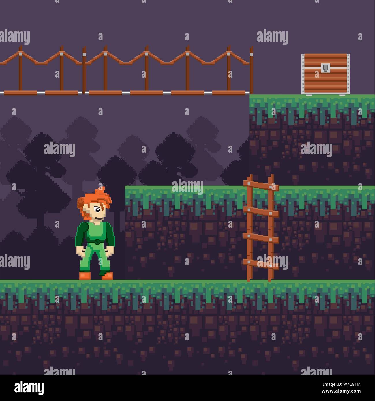 Retro videogame pixelated scenery Stock Vector Image & Art - Alamy