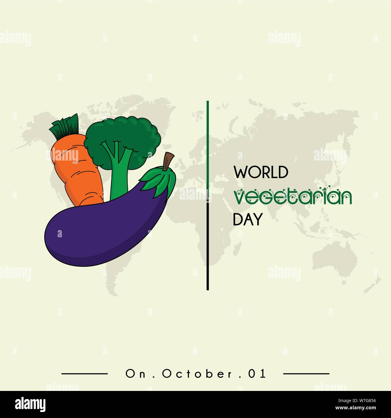 World Vegetarian Day with Vegetables (Carrot, Broccoli, Eggplant) and ...