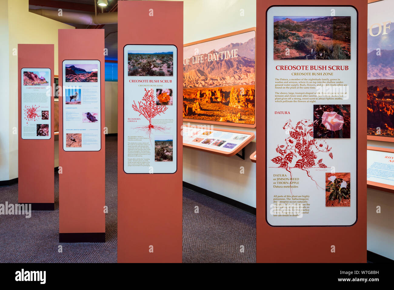 Interpretive display at the visitor center, Valley of Fire State Park ...