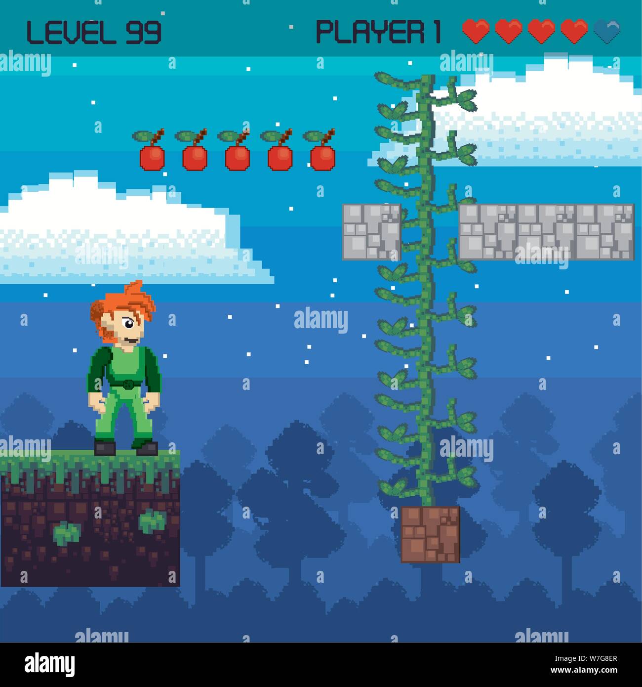 Retro videogame pixelated scenery Stock Vector Image & Art - Alamy