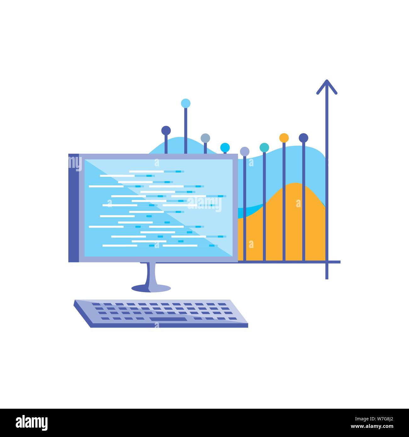 desktop computer with statistical graphics infographic vector illustration design Stock Vector ...