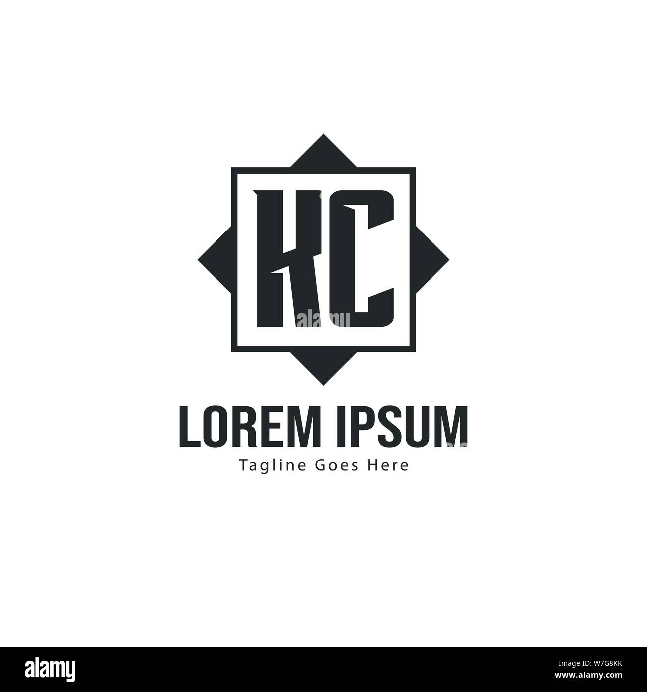 Initial KC logo template with modern frame. Minimalist KC letter logo ...