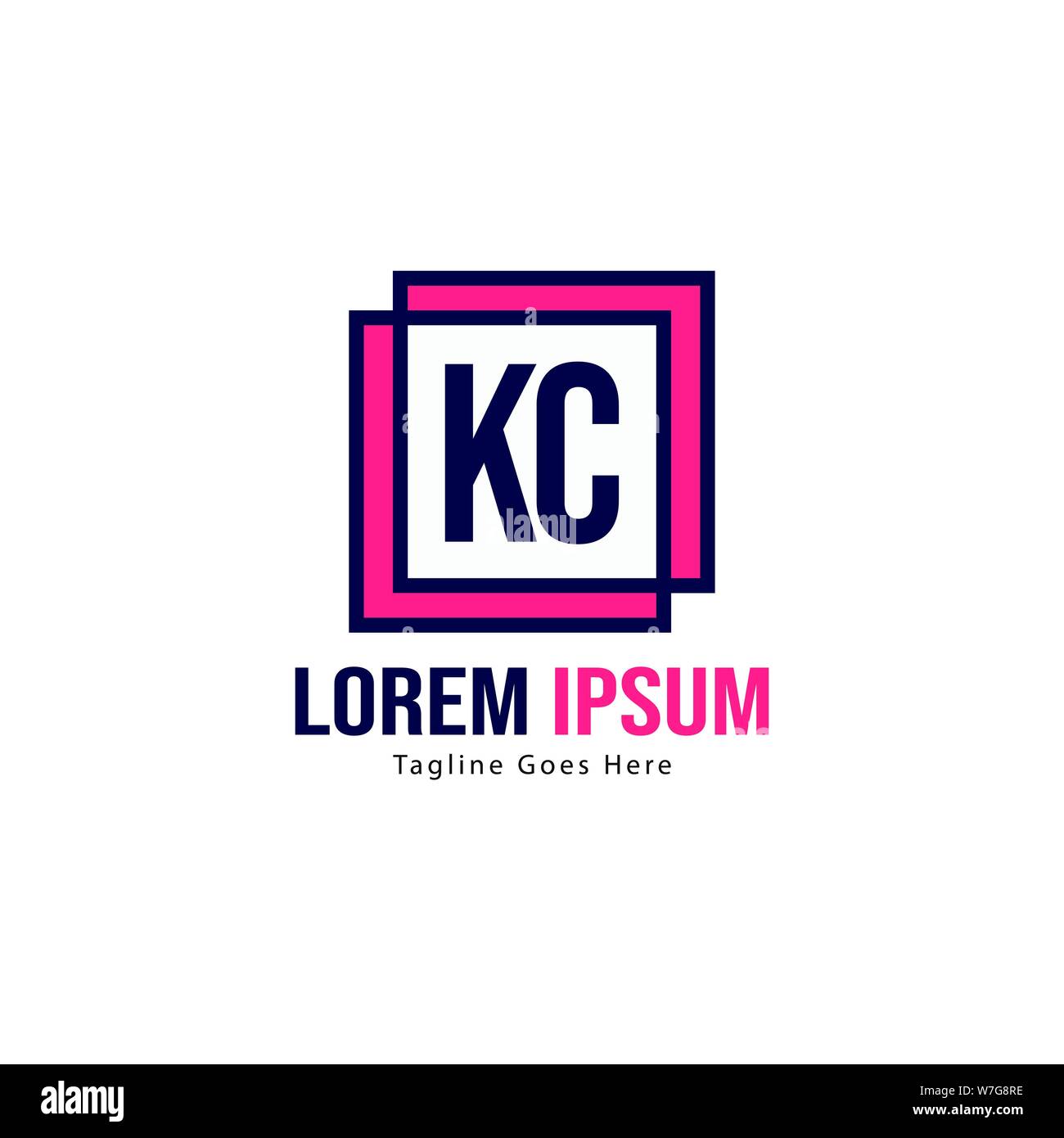 Initial KC logo template with modern frame. Minimalist KC letter logo ...