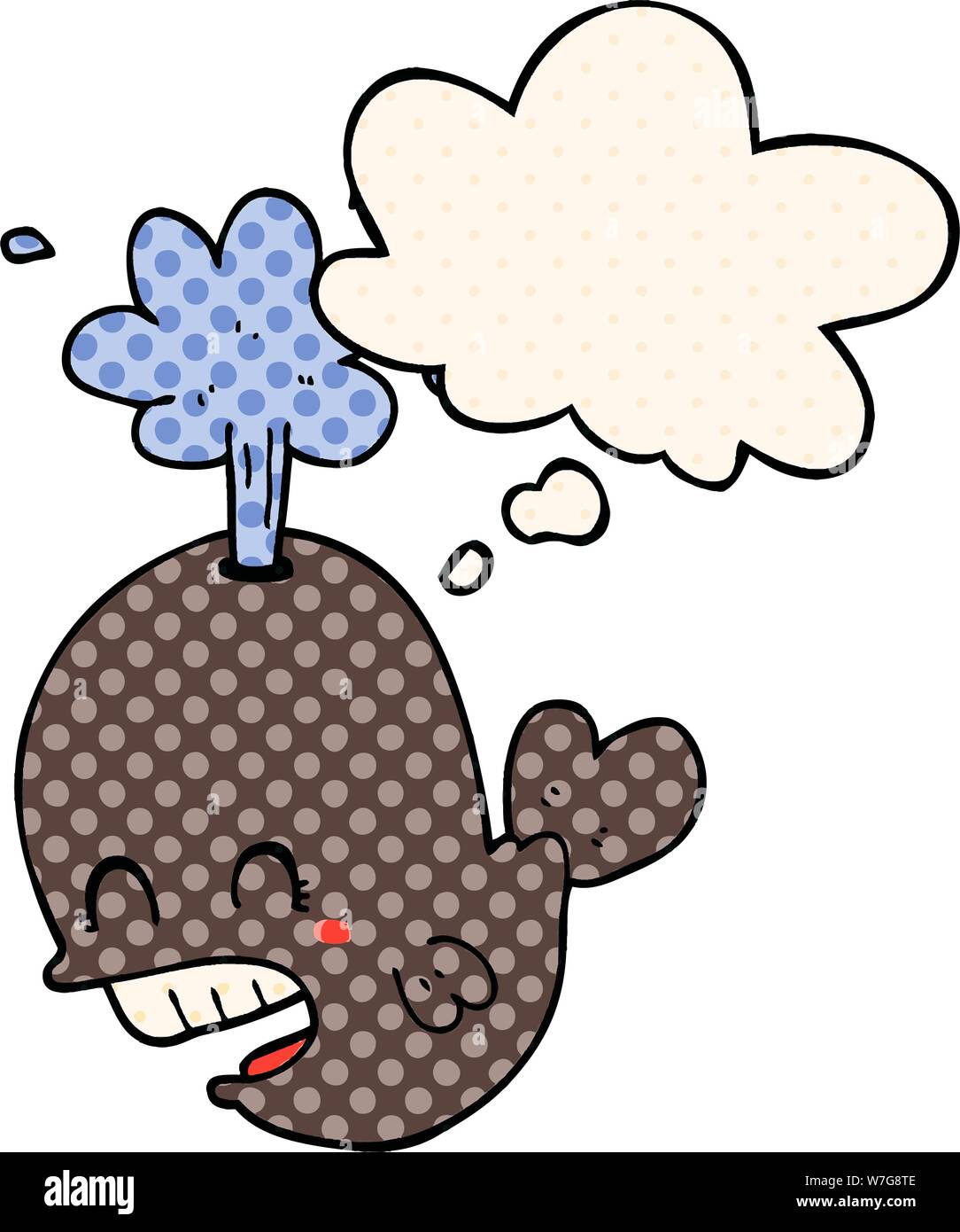 cartoon spouting whale with thought bubble in comic book style Stock ...