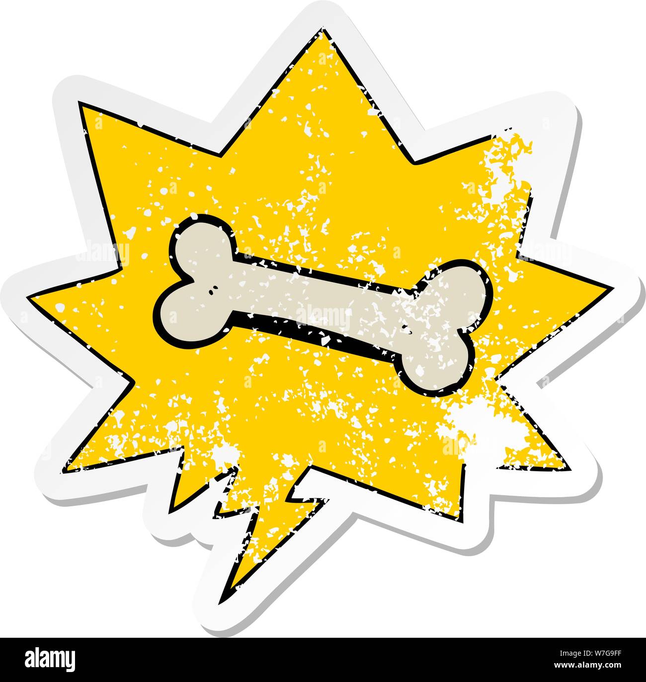 cartoon bone with speech bubble distressed distressed old sticker Stock ...