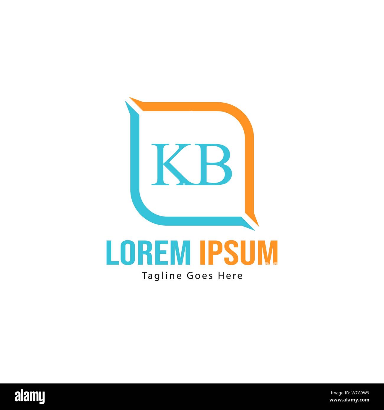 Initial KB logo template with modern frame. Minimalist KB letter logo ...