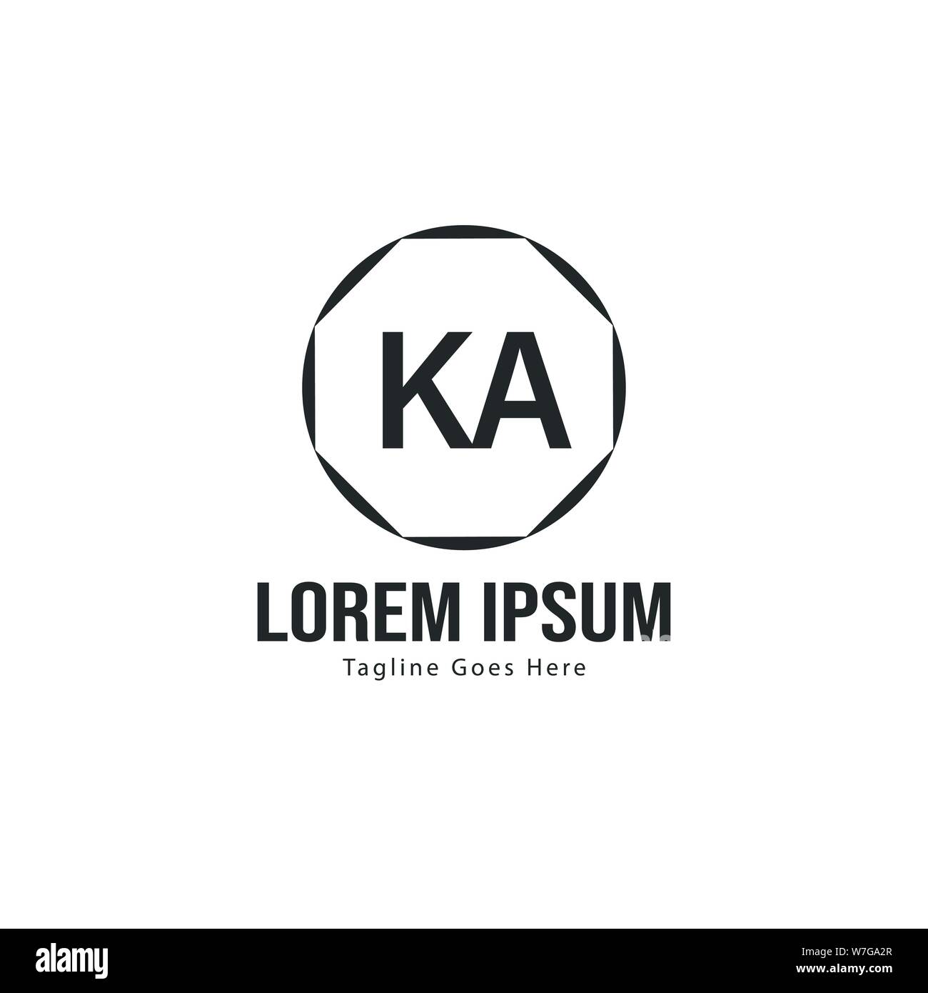 Initial KA logo template with modern frame. Minimalist KA letter logo ...