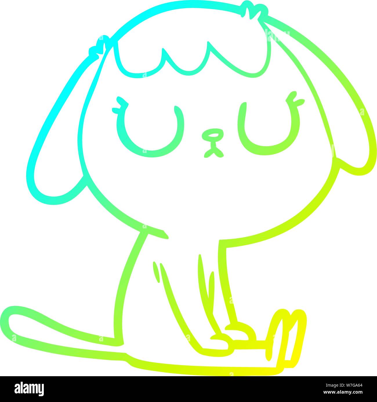 cold gradient line drawing of a cute cartoon dog Stock Vector Image ...