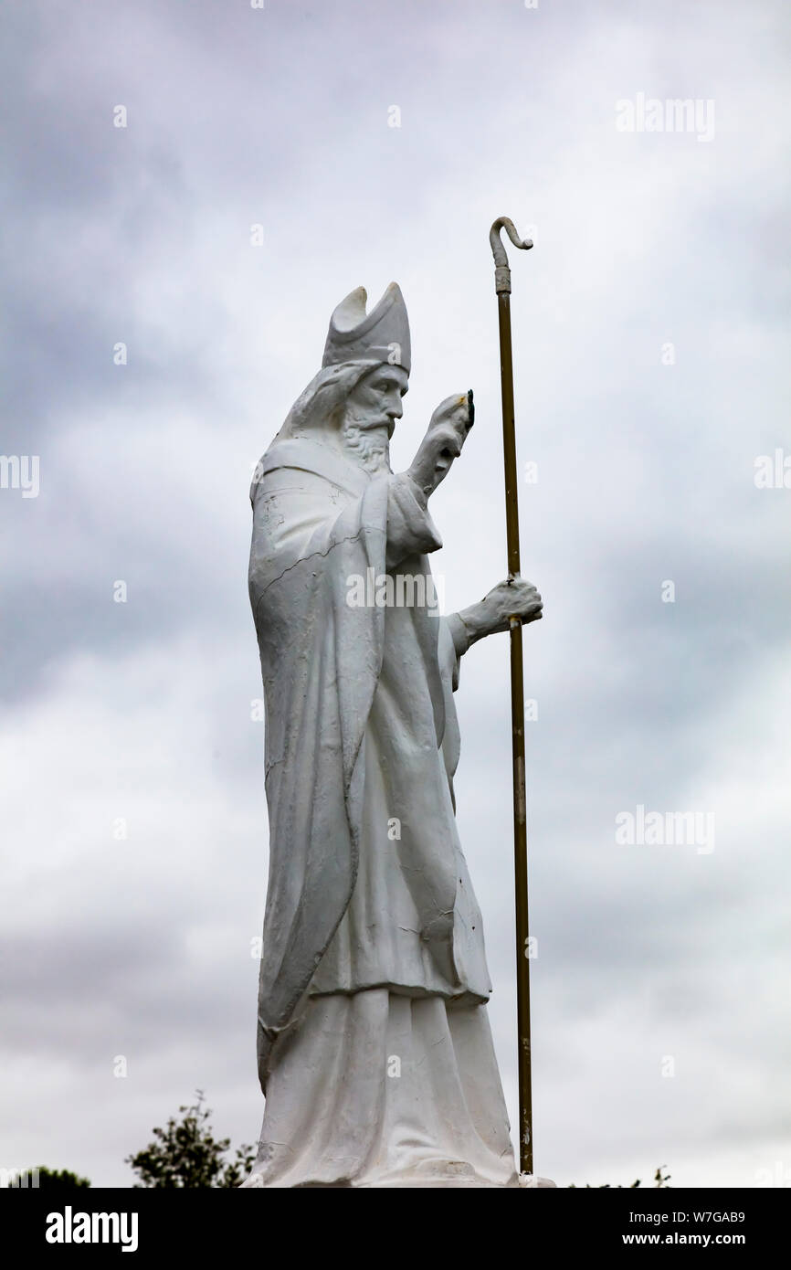 Statue of St Patrick on the trail up Irelands Holy Mountain Croagh ...