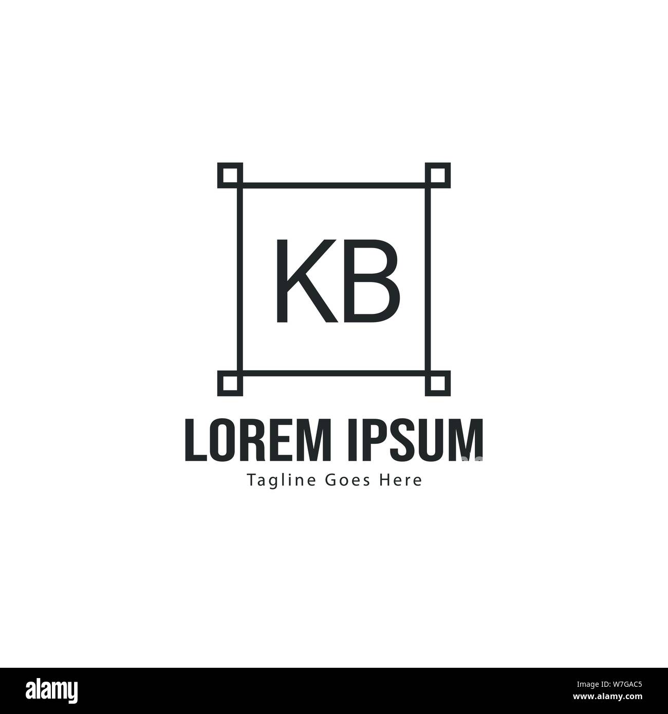 Initial KB logo template with modern frame. Minimalist KB letter logo ...