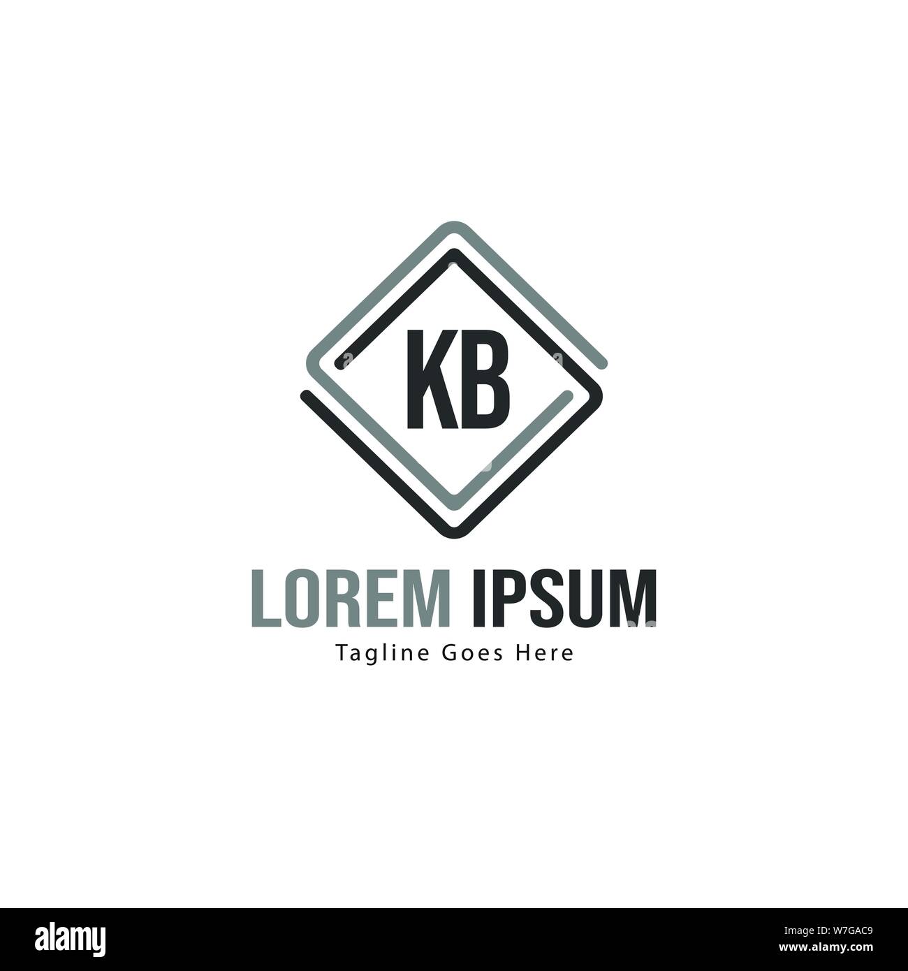 Initial KB logo template with modern frame. Minimalist KB letter logo ...