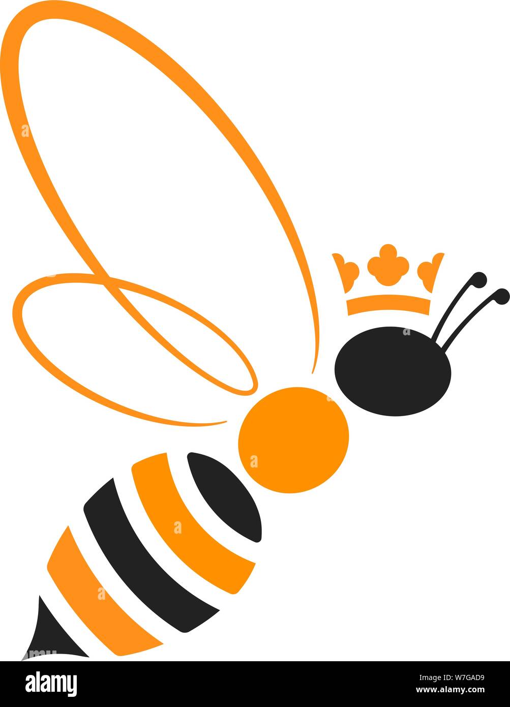 Vector illustration. Queen bee icon with crown in yellow and black ...