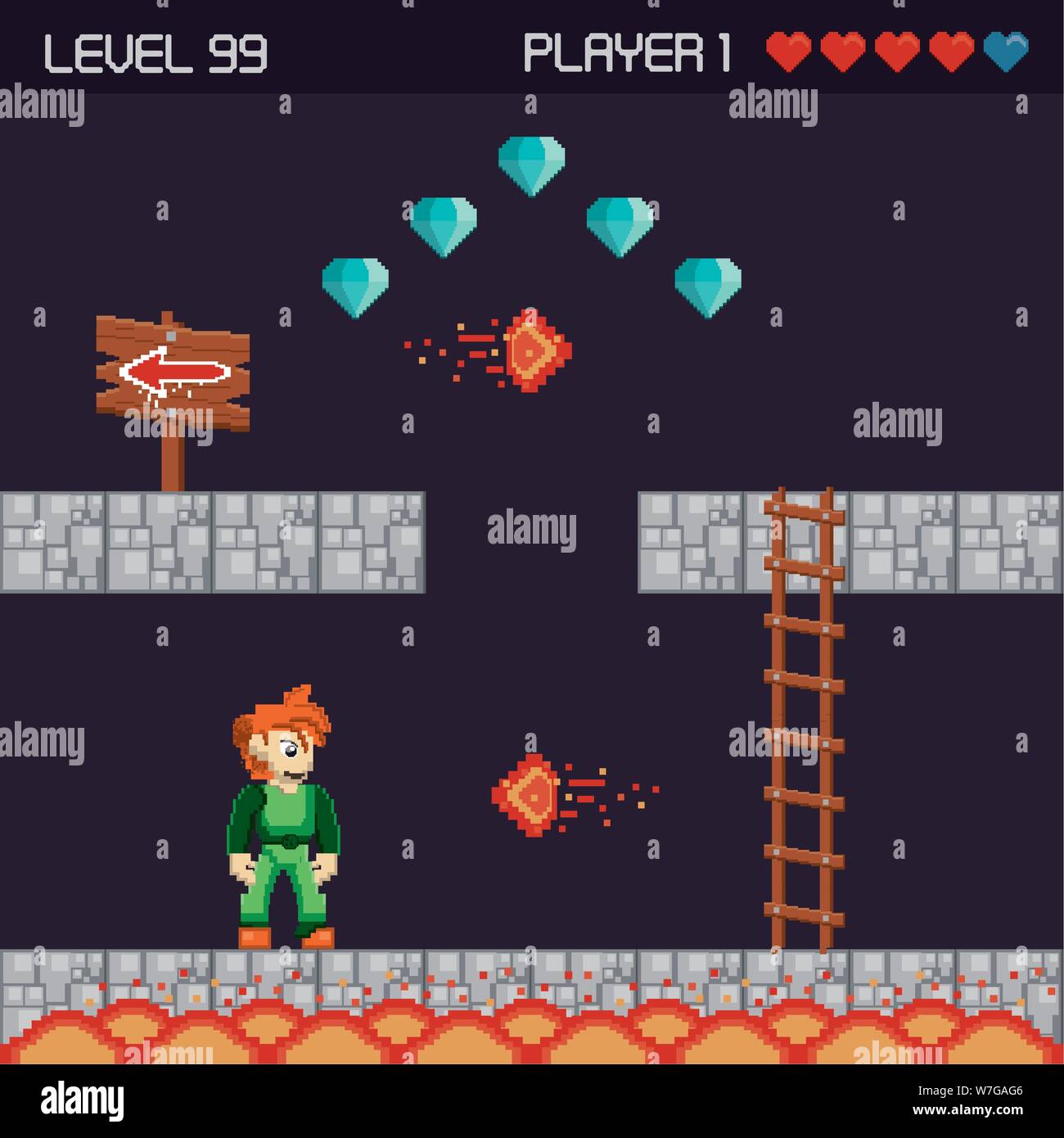 Retro videogame pixelated scenery Stock Vector Image & Art - Alamy