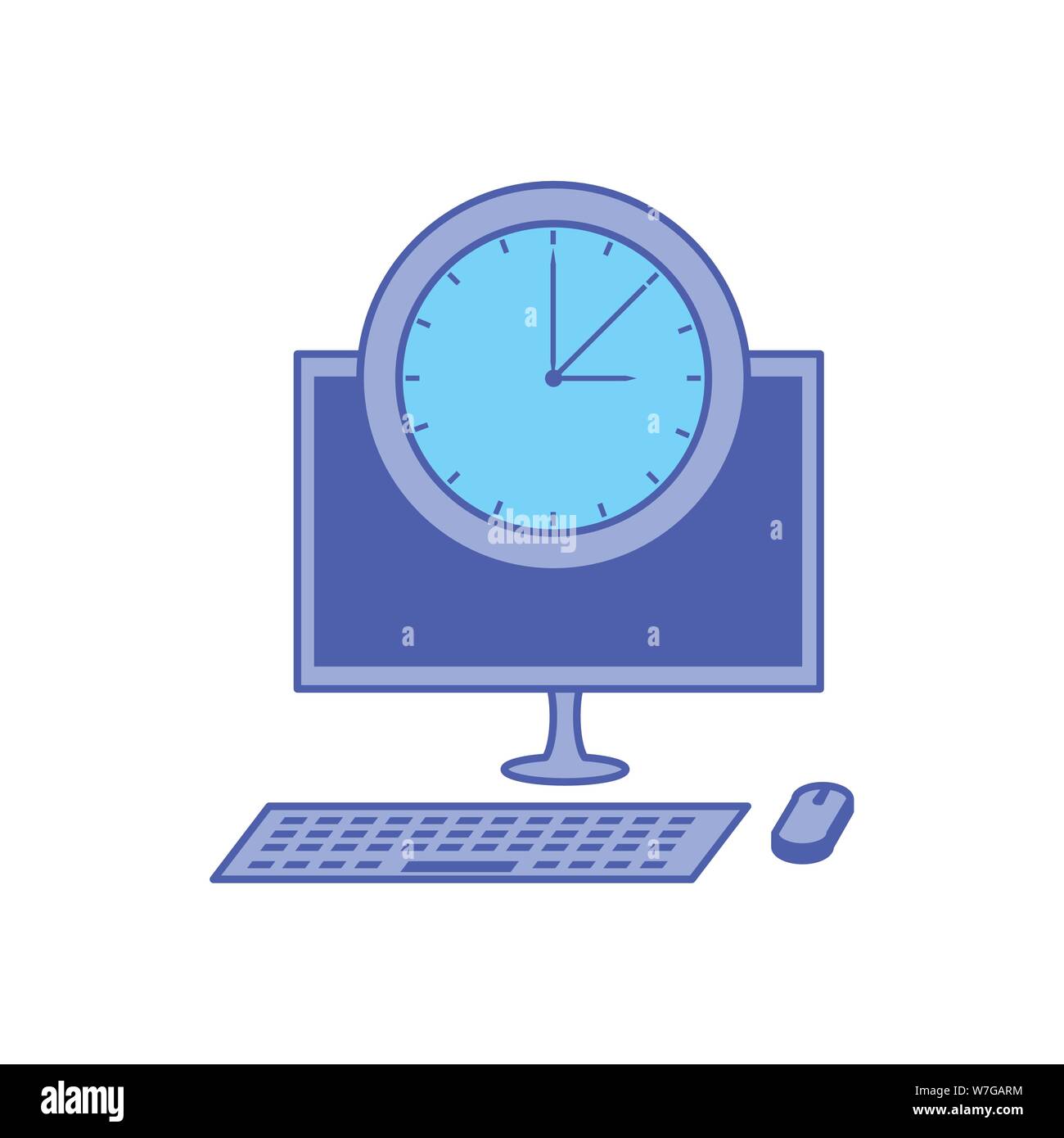 desktop computer device with time clock vector illustration design ...