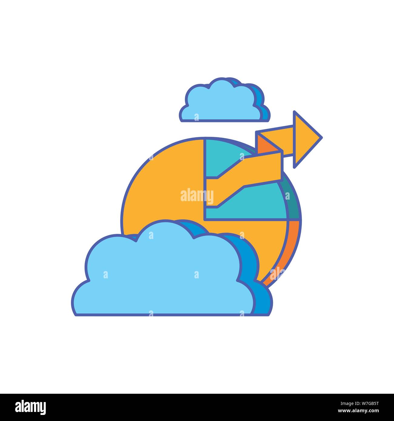 clouds computing with statistical graphics circular vector illustration ...