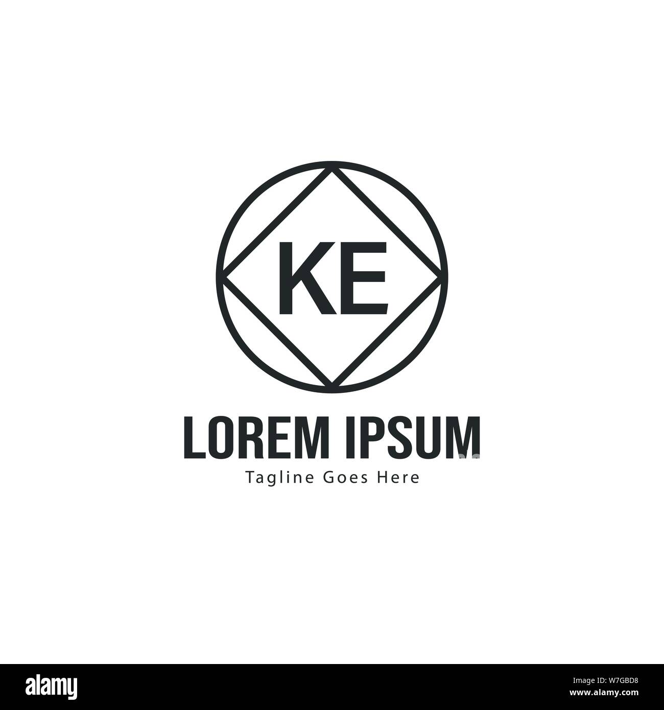 Initial KE logo template with modern frame. Minimalist KE letter logo ...