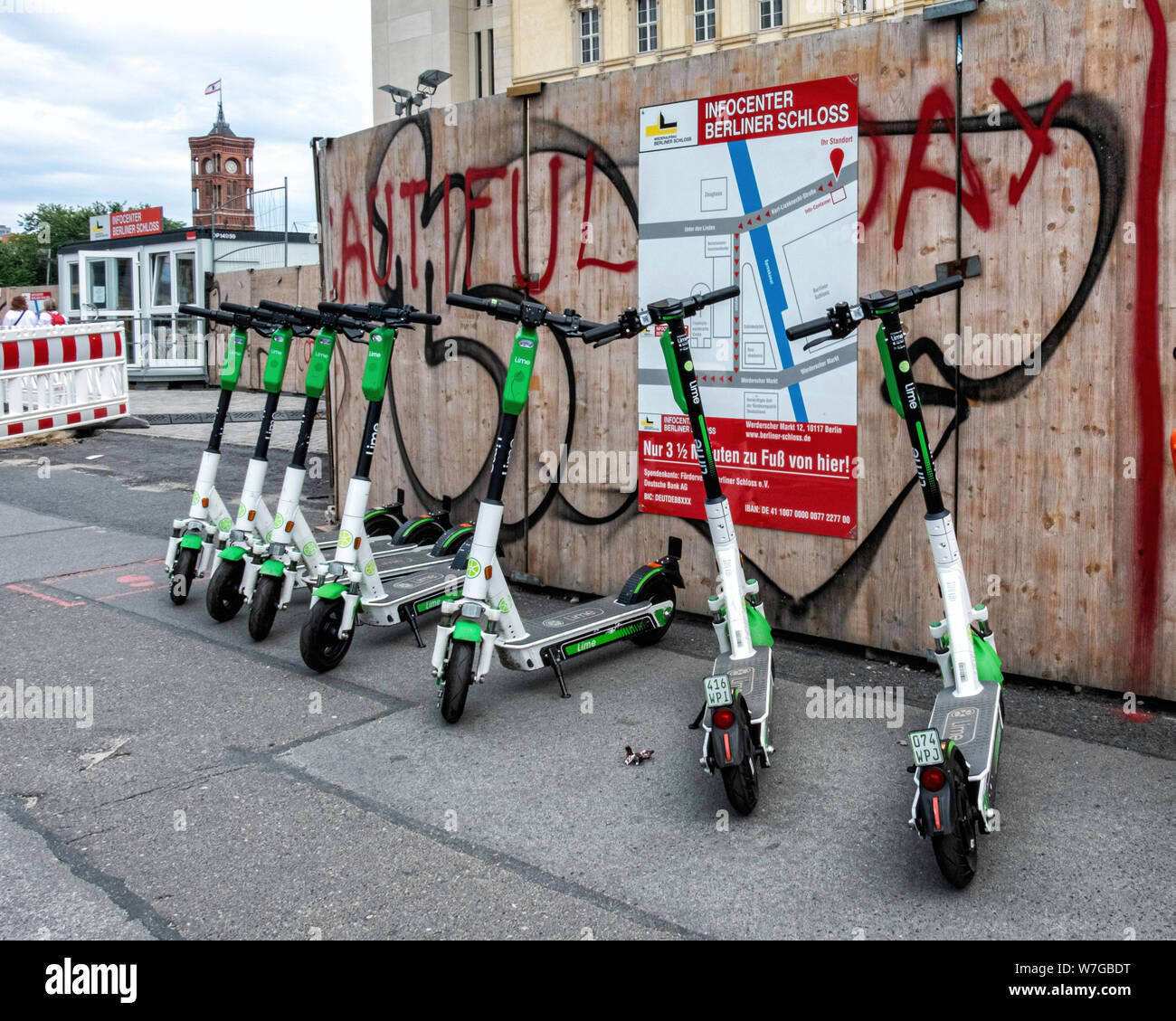 Electric two wheelers. Battery-powered E-scooters clutter the city ...
