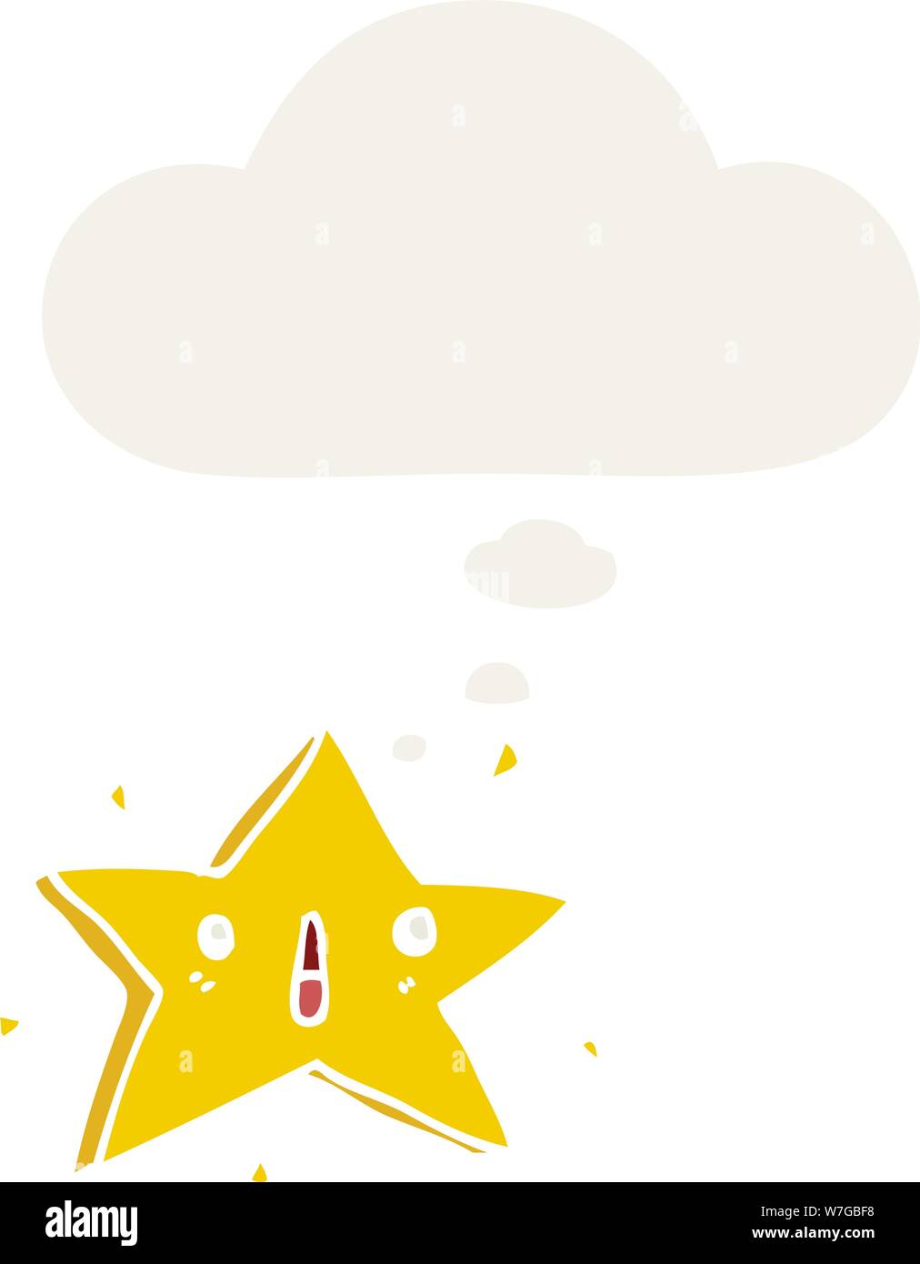 cute cartoon star with thought bubble in retro style Stock Vector Image ...