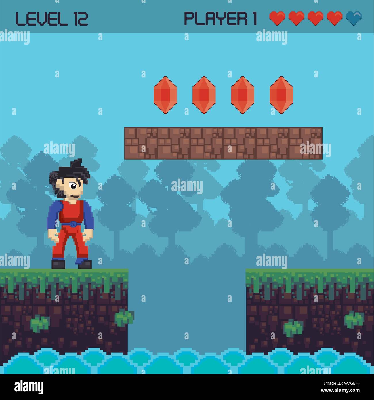 Retro videogame pixelated scenery Stock Vector Image & Art - Alamy