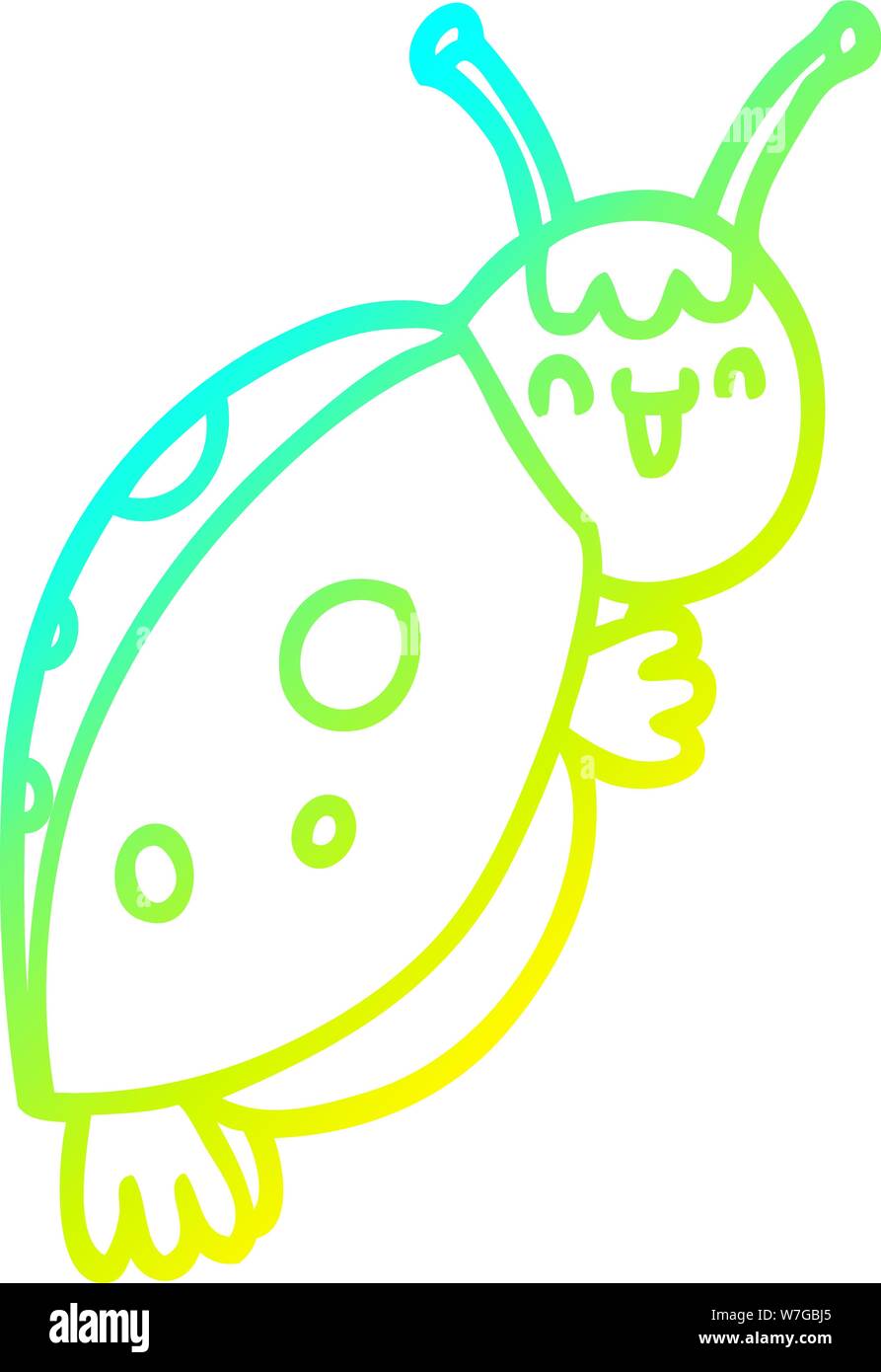 cold gradient line drawing of a cute cartoon ladybug Stock Vector Image ...