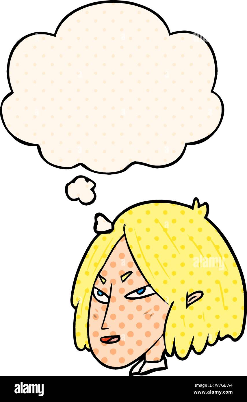 cartoon woman with thought bubble in comic book style Stock Vector ...