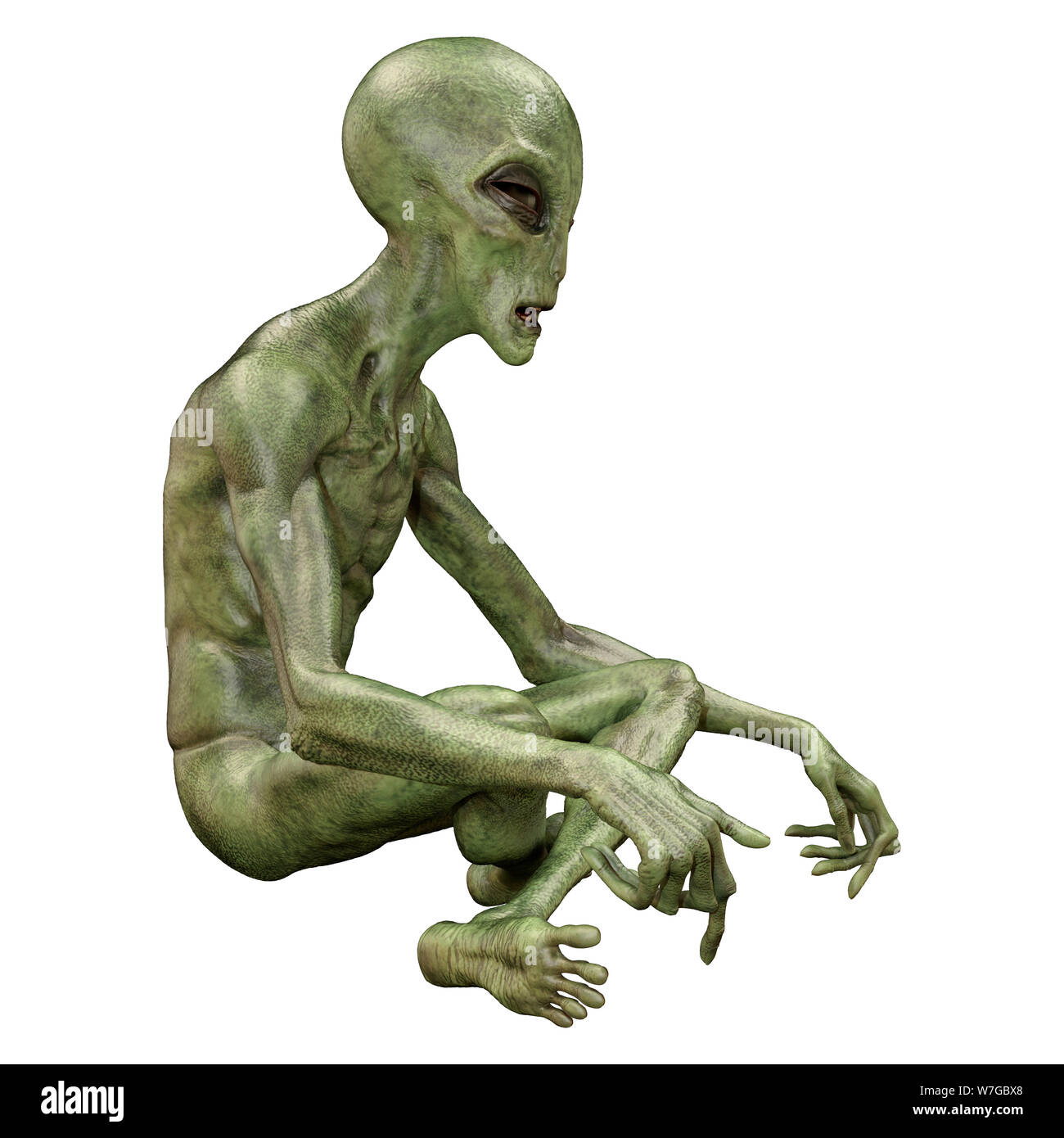 3D rendering of a green alien isolated on white background Stock Photo ...