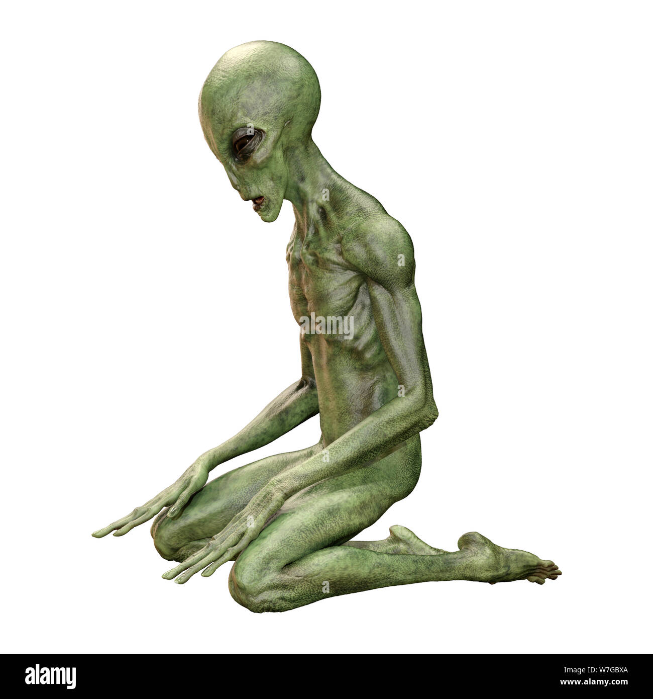 3D rendering of a green alien isolated on white background Stock Photo ...
