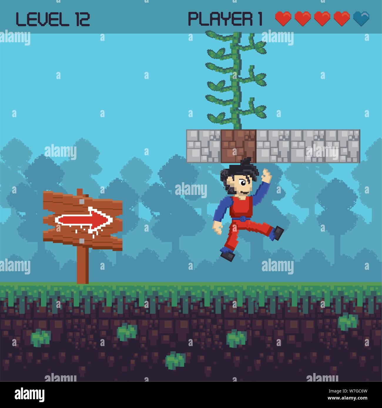 Retro videogame pixelated scenery Stock Vector Image & Art - Alamy