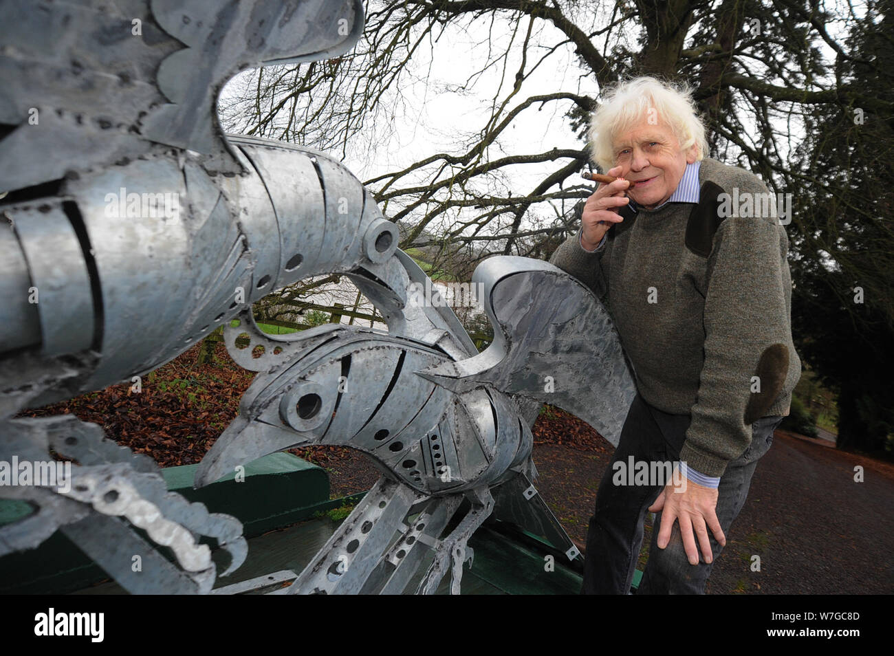 Walenty Pytel with his latest sculpture of two swallows which will be ...
