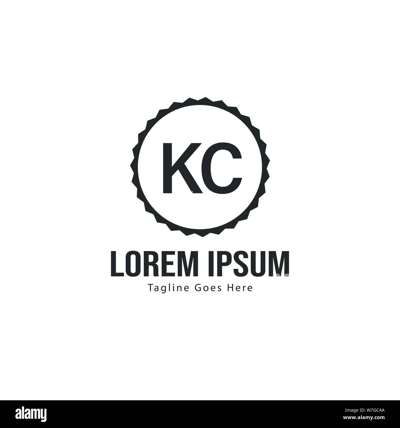 Initial KC logo template with modern frame. Minimalist KC letter logo ...