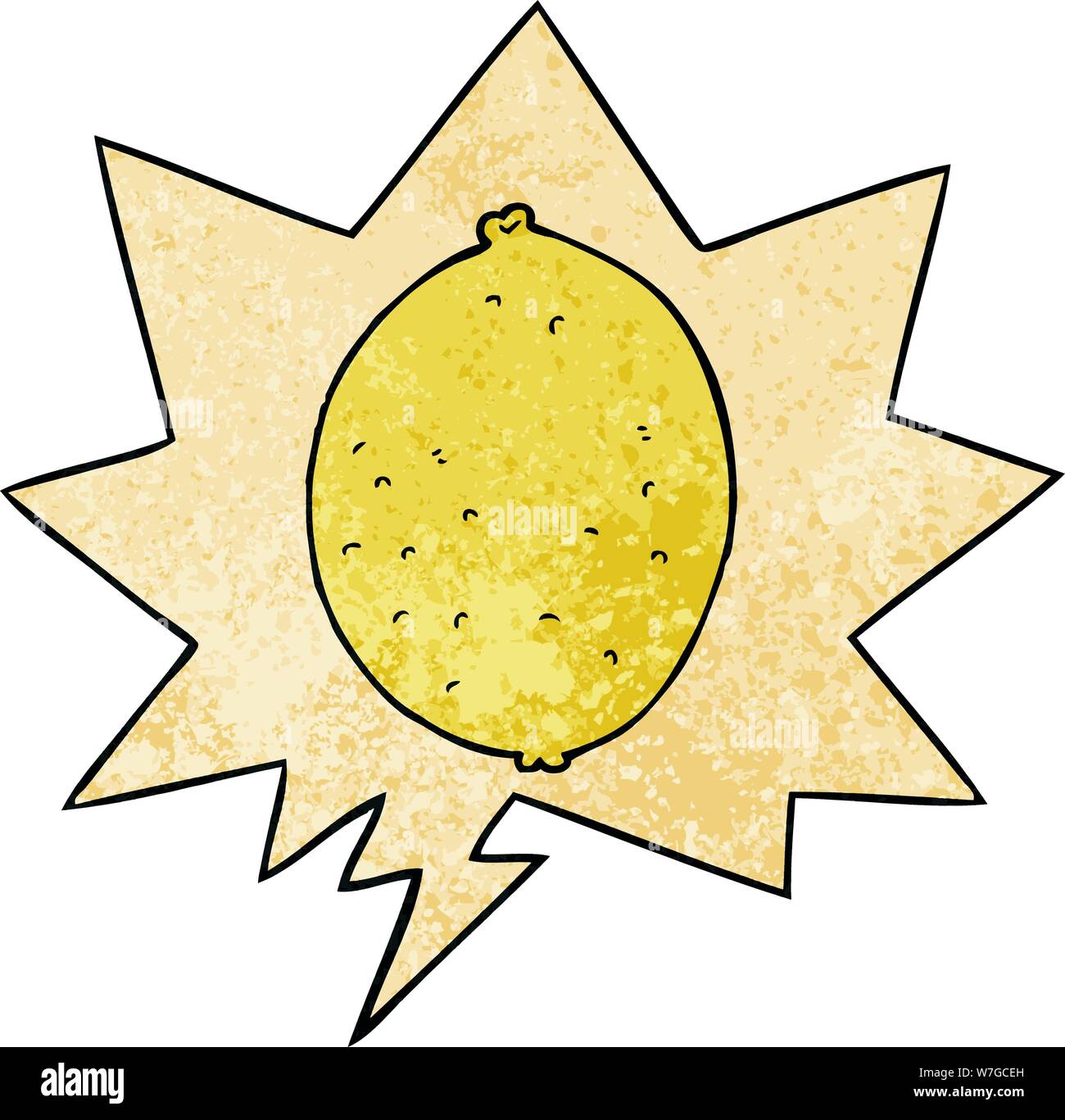 cartoon lemon with speech bubble in retro texture style Stock Vector ...