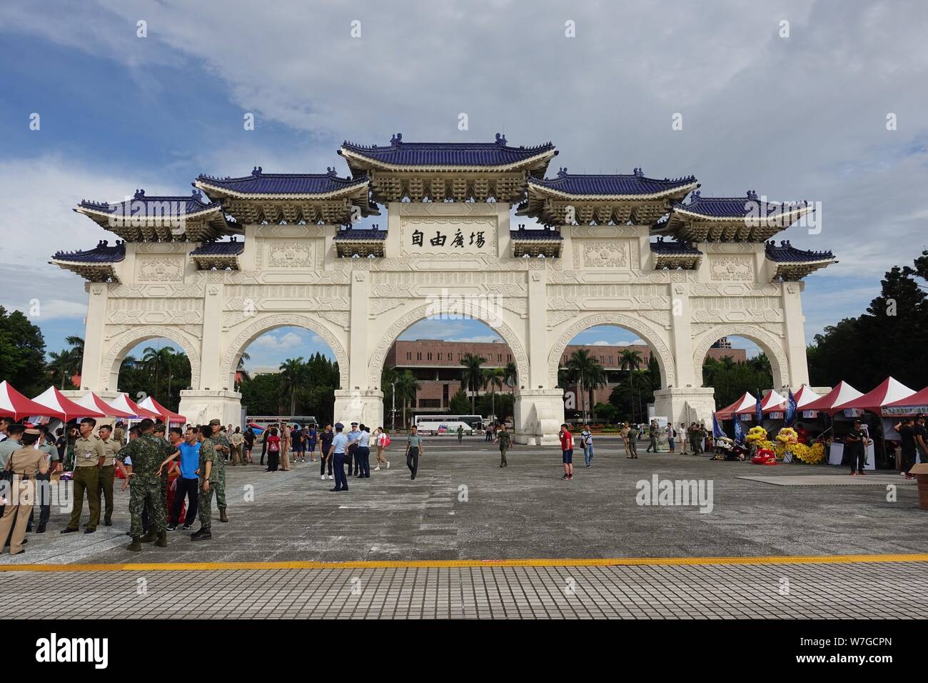 TAIPEI, TAIWAN -4 JUL 2019- View of the white marble Liberty Square ...