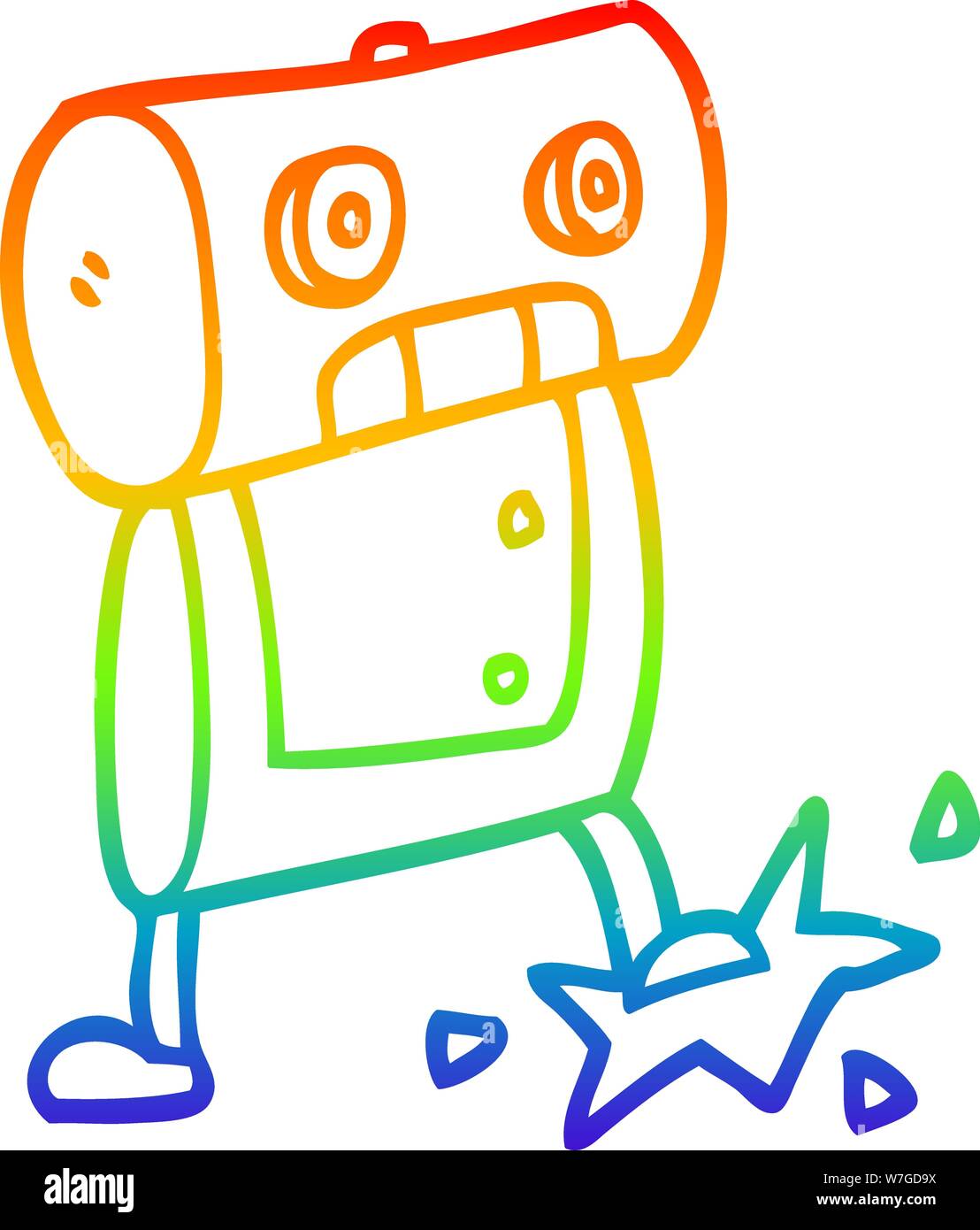 rainbow gradient line drawing of a cartoon robot Stock Vector Image ...