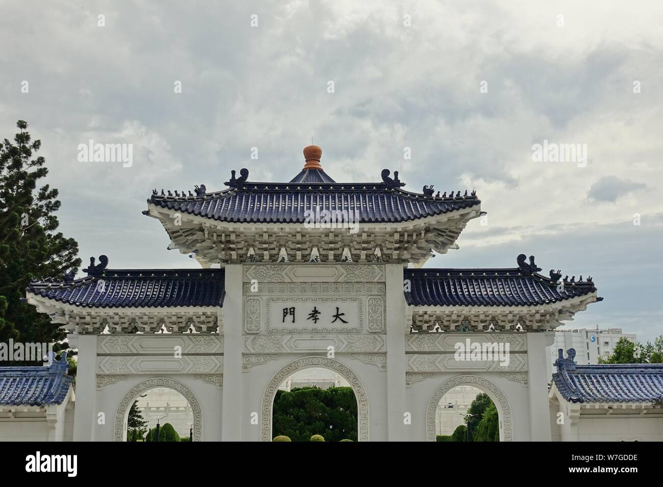 TAIPEI, TAIWAN -4 JUL 2019- View of the white marble Liberty Square ...
