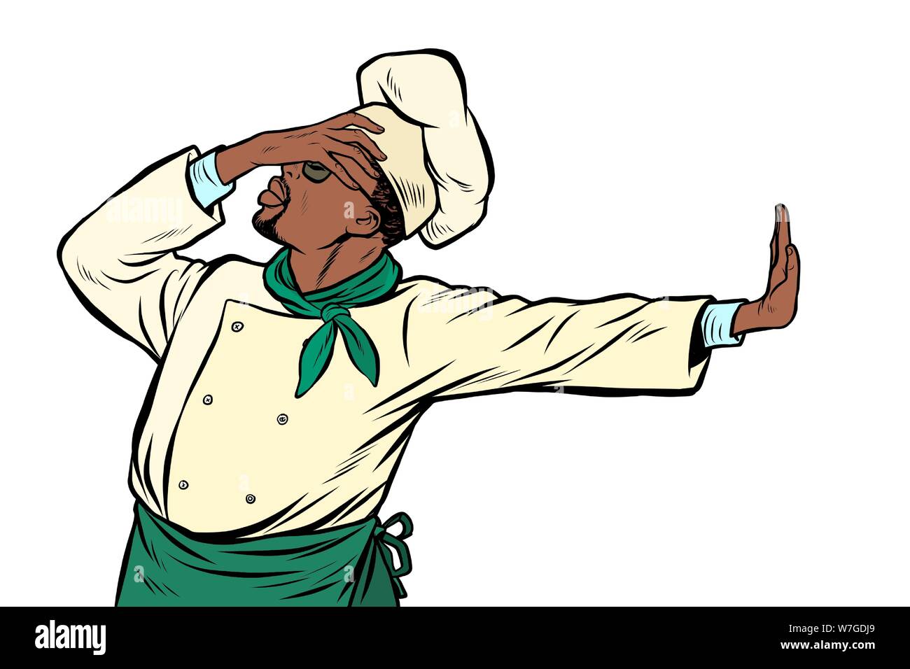 African cook chef, gesture of shame. denial no Stock Vector Image & Art ...