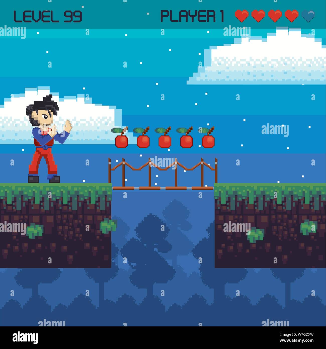 Retro videogame pixelated scenery Stock Vector Image & Art - Alamy