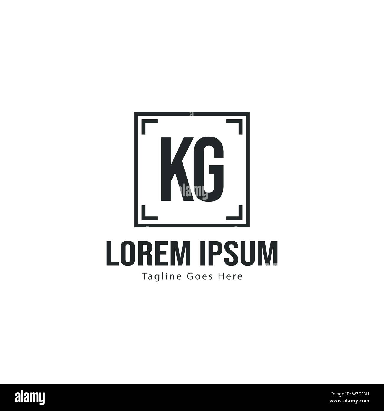 Initial KG logo template with modern frame. Minimalist KG letter logo ...