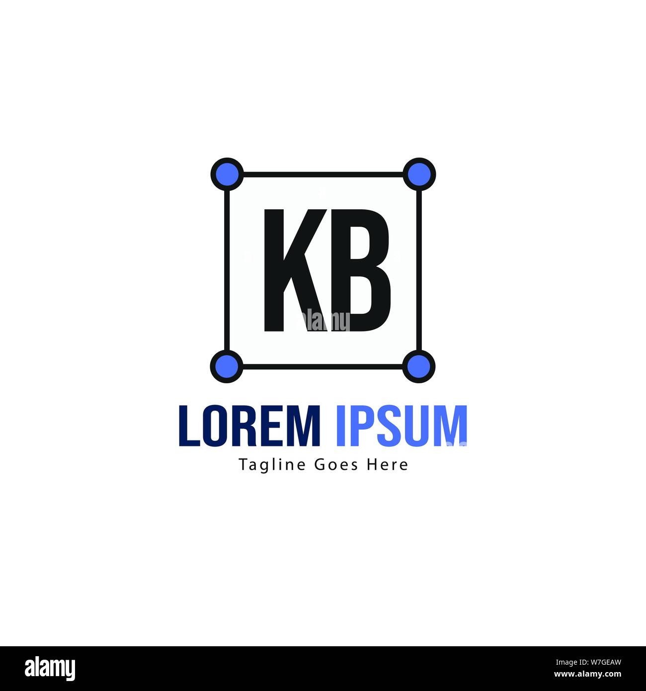 Initial KB logo template with modern frame. Minimalist KB letter logo ...