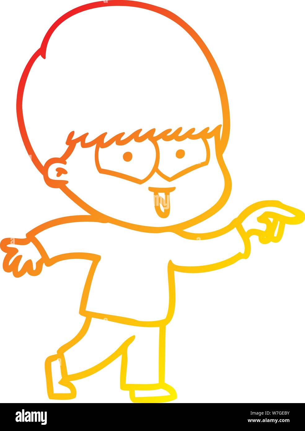 warm gradient line drawing of a cartoon happy boy Stock Vector Image ...