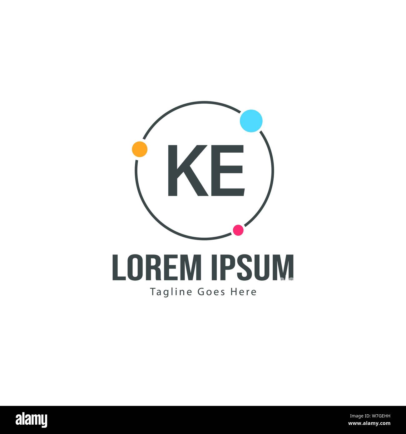 Initial KE logo template with modern frame. Minimalist KE letter logo ...