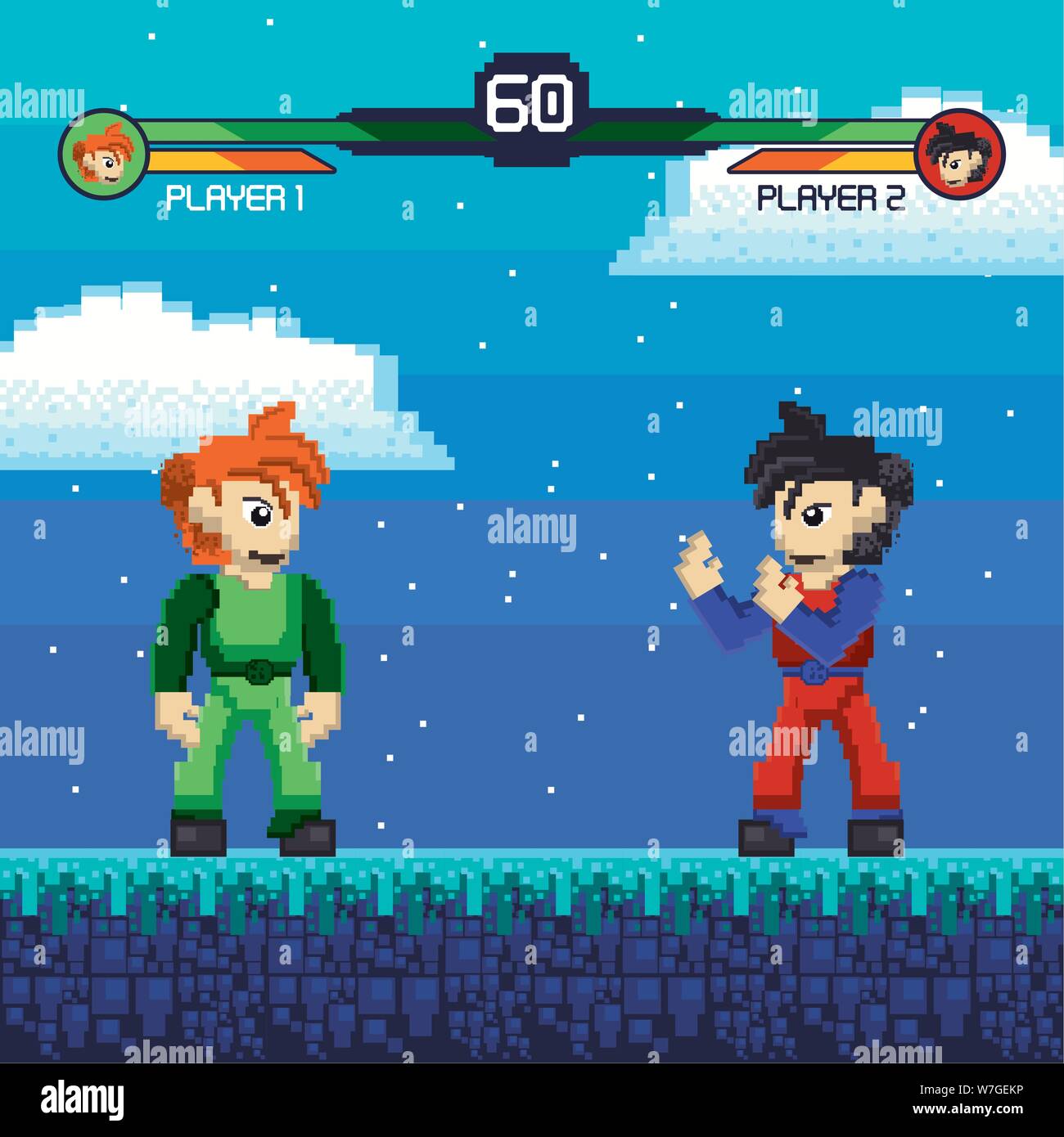 Retro fight videogame pixelated scenery Stock Vector Image & Art - Alamy