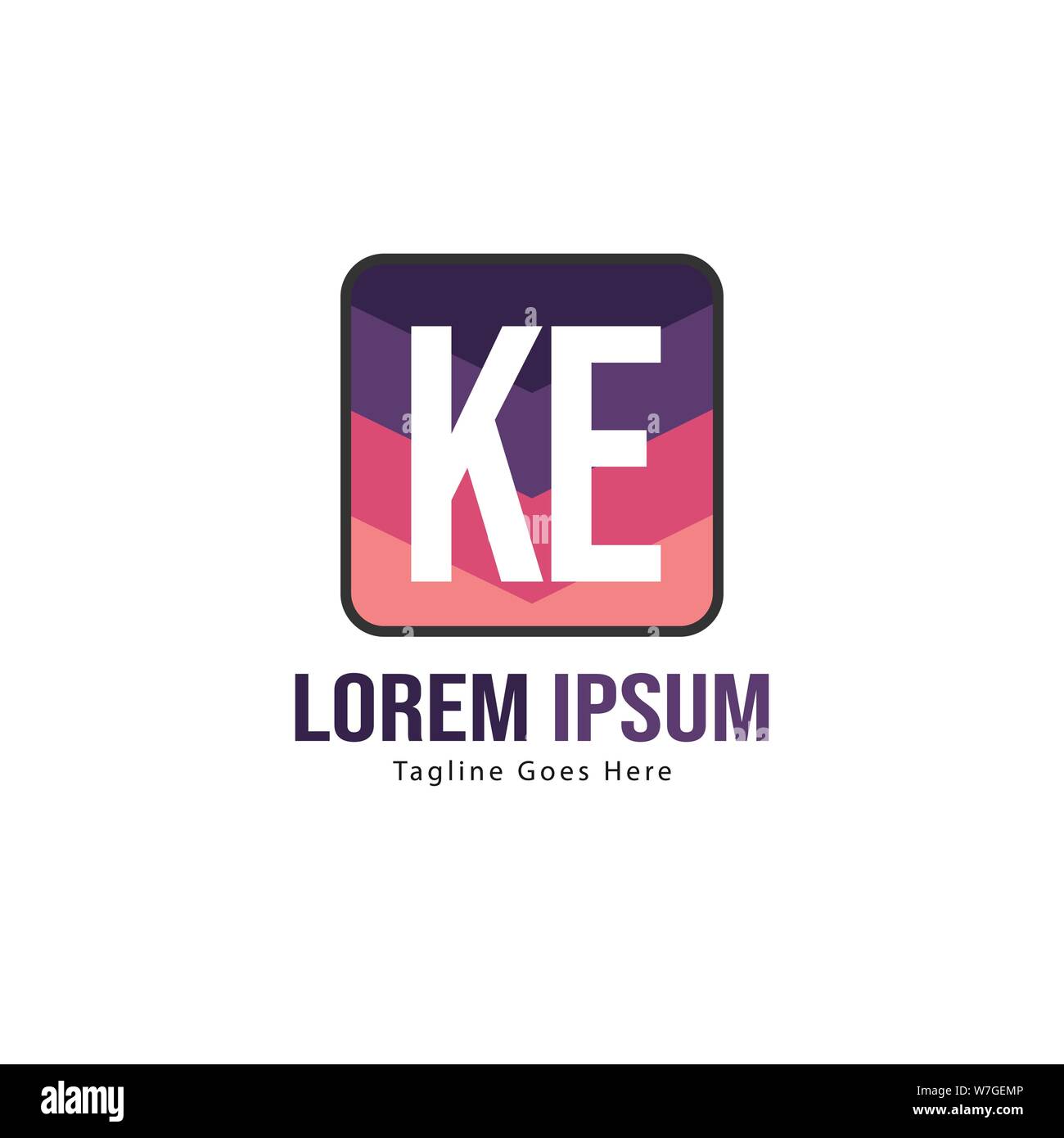 Initial KE logo template with modern frame. Minimalist KE letter logo ...
